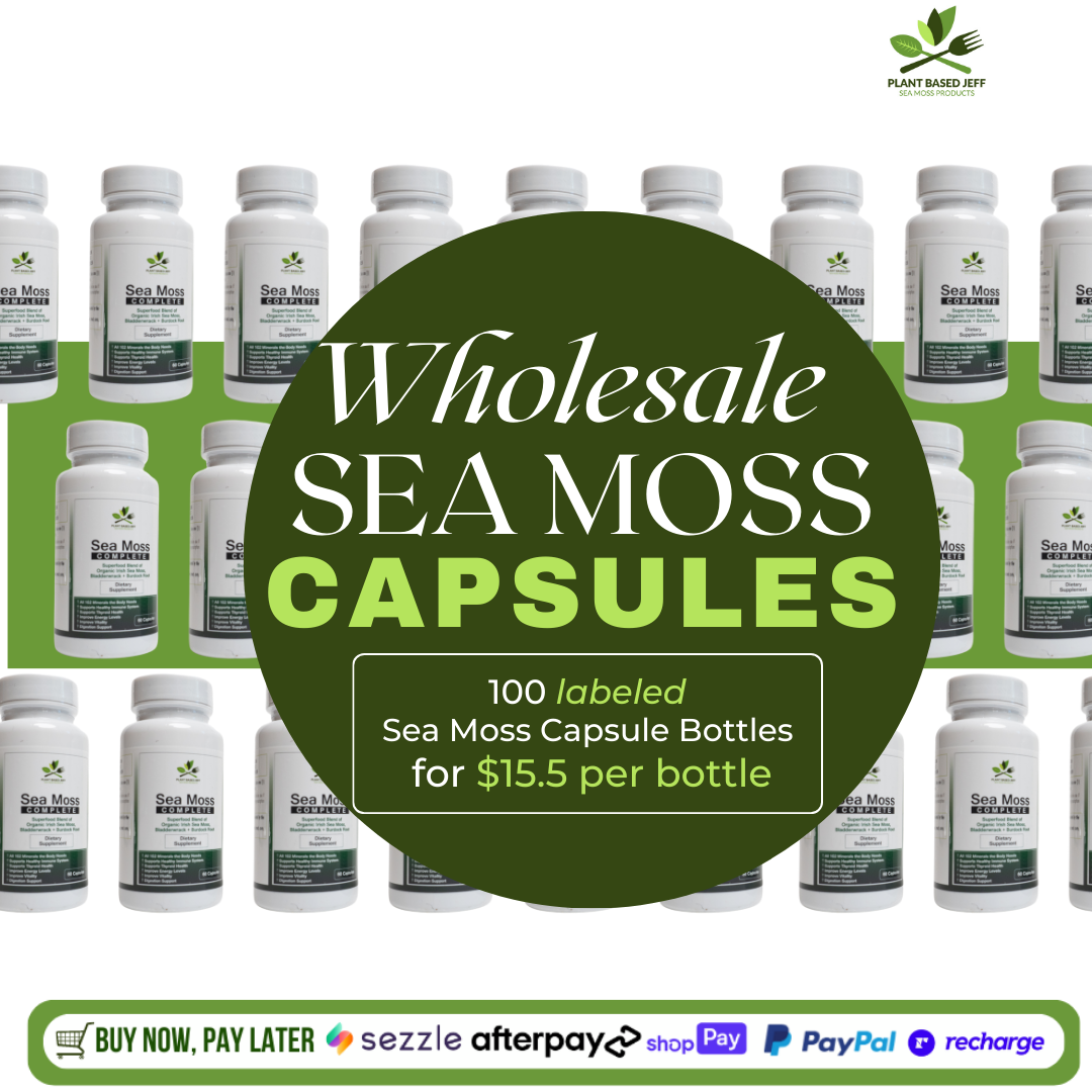 100 SEA MOSS CAPSULES -WHOLESALE (WITH LABEL) – Plant Based Jeff